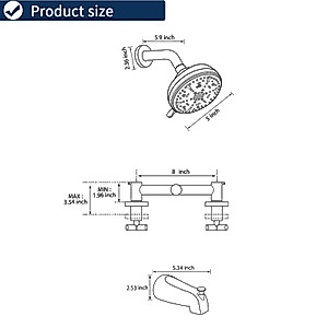 2 Handle Shower Faucet Set with Tub Spout Bathtub Shower Faucet Combo Set Shower System Complete Tub and Shower Trim Kit Matte Black Wall Mounted Shower Fixtures