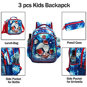 MOHCO Kids Backpack 17inch with Lunch Bag and Pencil Case Lightweight School Backpack for Teens, Girls, Boys, Elementary and Middle school