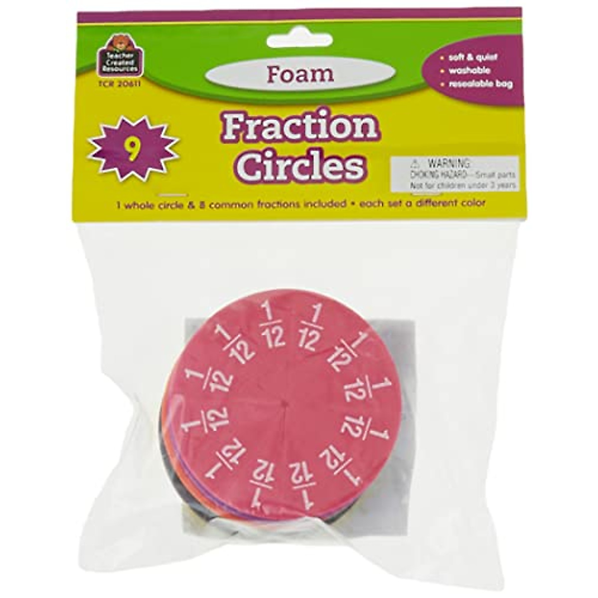 Teacher Created Resources Foam Fraction Circles (20611),Multi