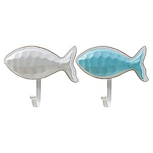 Garneck 2pcs Nautical Wall Hooks Fish Shaped Towel Robe Coat Hat Hooks Hangers Key Hooks for Nautical Coastal Beach Seaside Home Wall Decorations( Random Color)