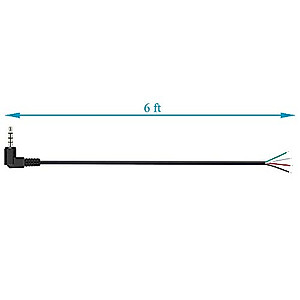 Fancasee (2 Pack 6 ft Replacement 3.5mm 90 Degree Male Plug to Bare Wire Open End TRRS 4 Pole Stereo 1/8" 3.5mm Plug Jack Connector Audio Cable for Headphone Headset Earphone Microphone Cable Repair