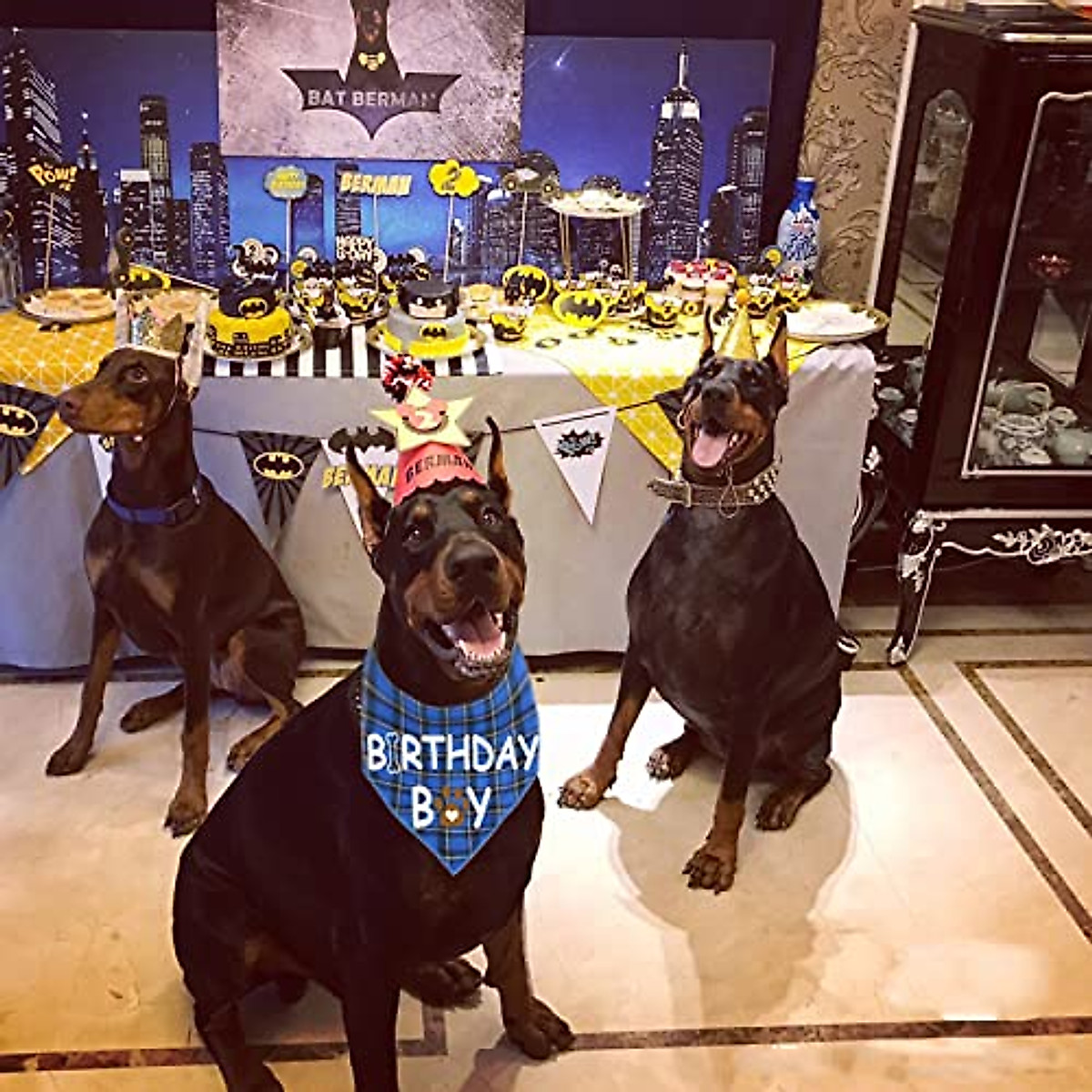 Waghaw Dog Birthday Party Supplies, Dog Birthday Bandana Girl Boy Scarf and Dog Birthday Hat for Small Medium Large Dogs Pets (Blue one, Small (Pack of 1))