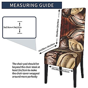 BROLEO Cowboy Black Hat Western Boots Picture Elastic Polyester Ammonia Dining Chair Cover - Protection Cover for Dining Chair Removable