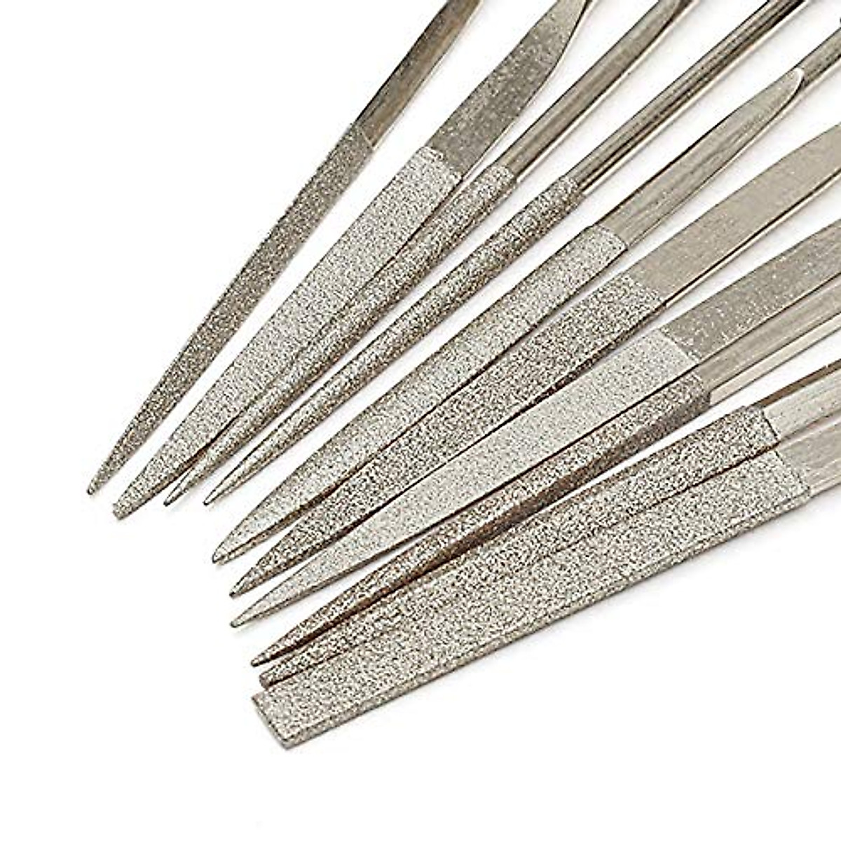 YAKAMOZ 10Pcs Mini Diamond Metal Files Set Micro Round Needle File Triangular Square Flat Riffler File Kit Wood Stone Glass Jewelry Fine File Tools for Jewelers Crafts Hobbies - 3x140mm