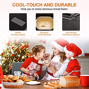 KBS Large 17-in-1 Bread Machine, 2LB All Stainless Steel Bread Maker with Auto Fruit Nut Dispenser, Nonstick Ceramic Pan, Full Touch Panel Tempered Glass, Reserve& Keep Warm Set, Oven Mitt and Recipes