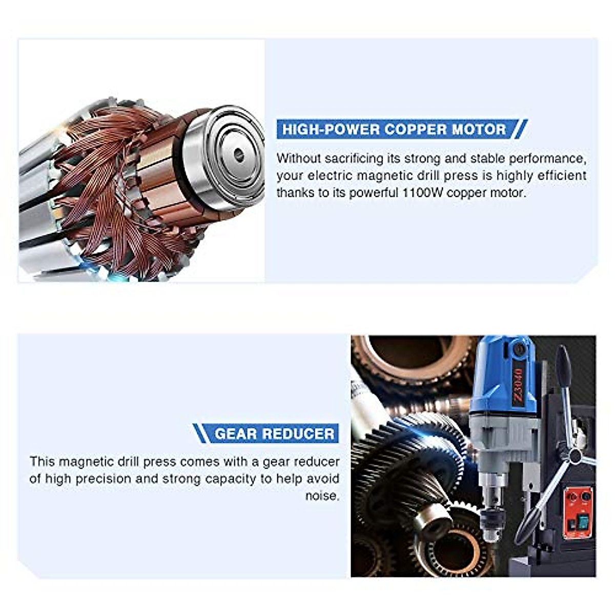 LETRA 1100W Magnetic Drill Press, Power Mag Drill with1/2 Inch Boring Diameter, 2700lbf Electromagnetic Heavy Duty Drilling Machine for Industrial Home Improvement