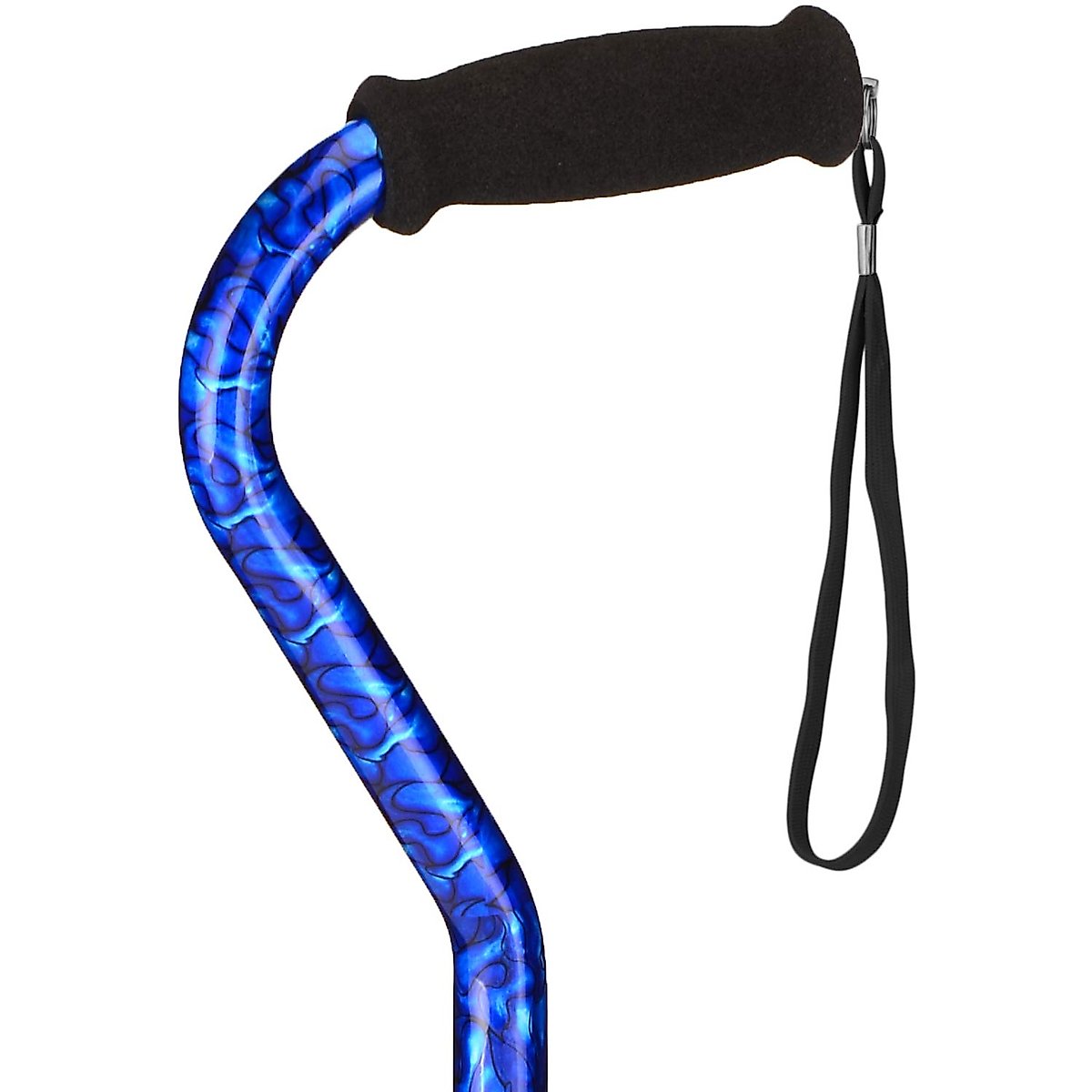NOVA Designer Quad Cane, Lightweight Four Legged Walking Cane with Soft Grip Handle, Height (for users 4’11” - 6’4”) and Left or Right Adjustable, Blue Waves Design