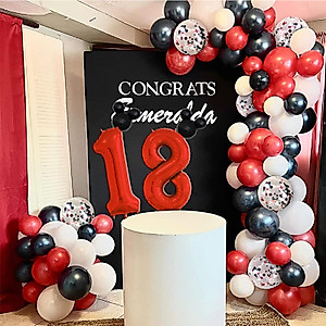 40 inch Red Number 2 Balloon & Mini Mouse Head Balloon, 2nd Birthday Party Decoration Balloons, Cartoon Mouse Birthday Party Supplies Baby Shower Decoration, Red Black Theme Party Decorations Supplies