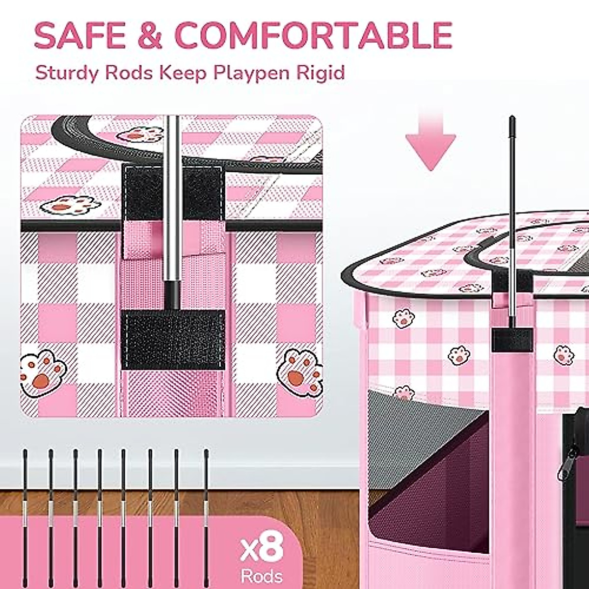 TASDISE Portable Pet Playpen, Foldable Exercise Play Tent Kennel Crate for Puppy Dog Yorkie Cat Bunny, Great for Indoor Outdoor Travel Camping Use, Come with Carring Case, 600D Oxford, M