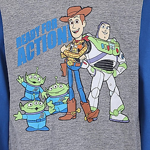Disney Toy Story Buzz Lightyear, Woody and Aliens Boys Long Sleeve Shirt and Pants Set for Toddler and Little Kids