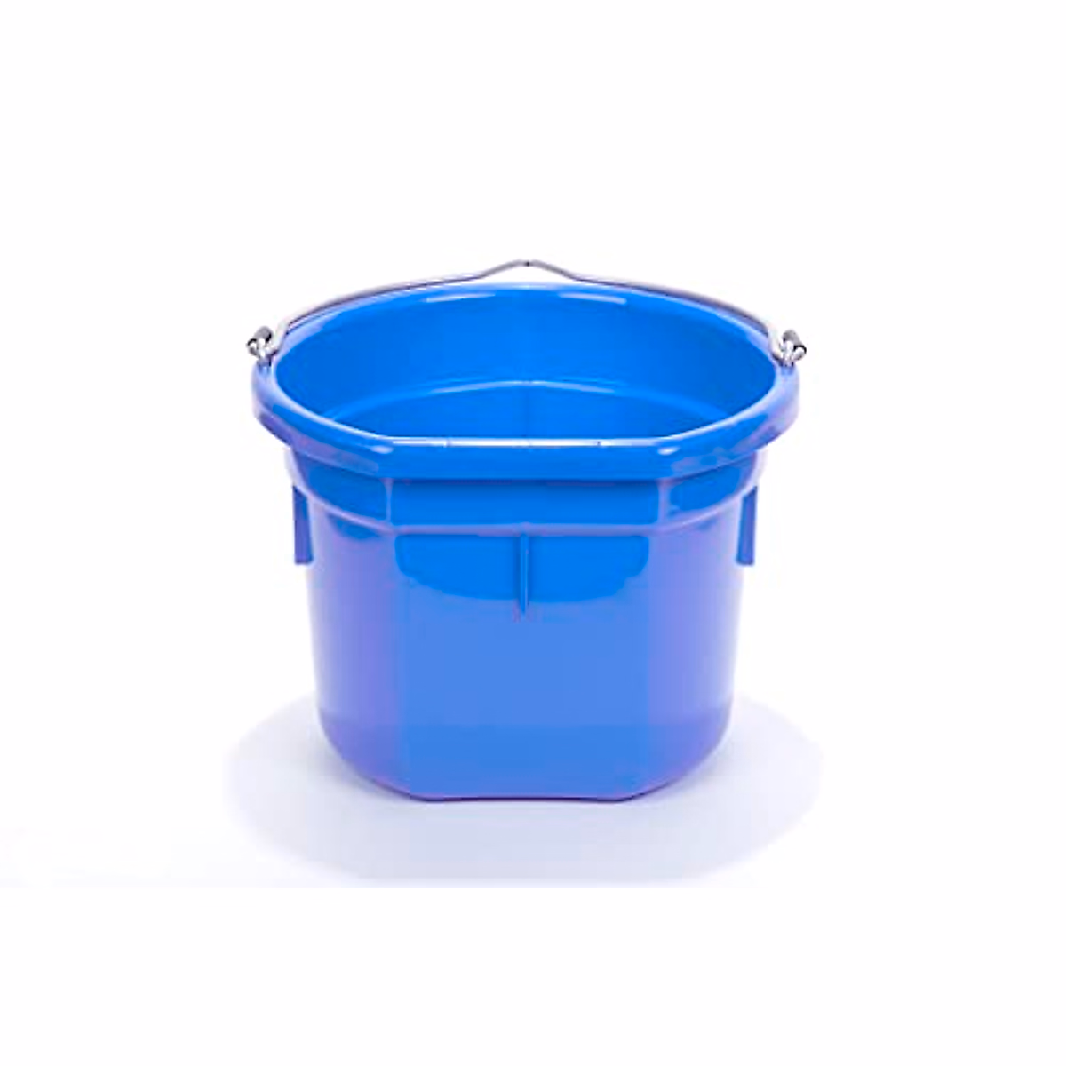 Little Giant® Flat Back Plastic Animal Feed Bucket | Animal Feed Bucket with Metal Handle | Horse Feed & Water Bucket | 8 Quarts | Blue