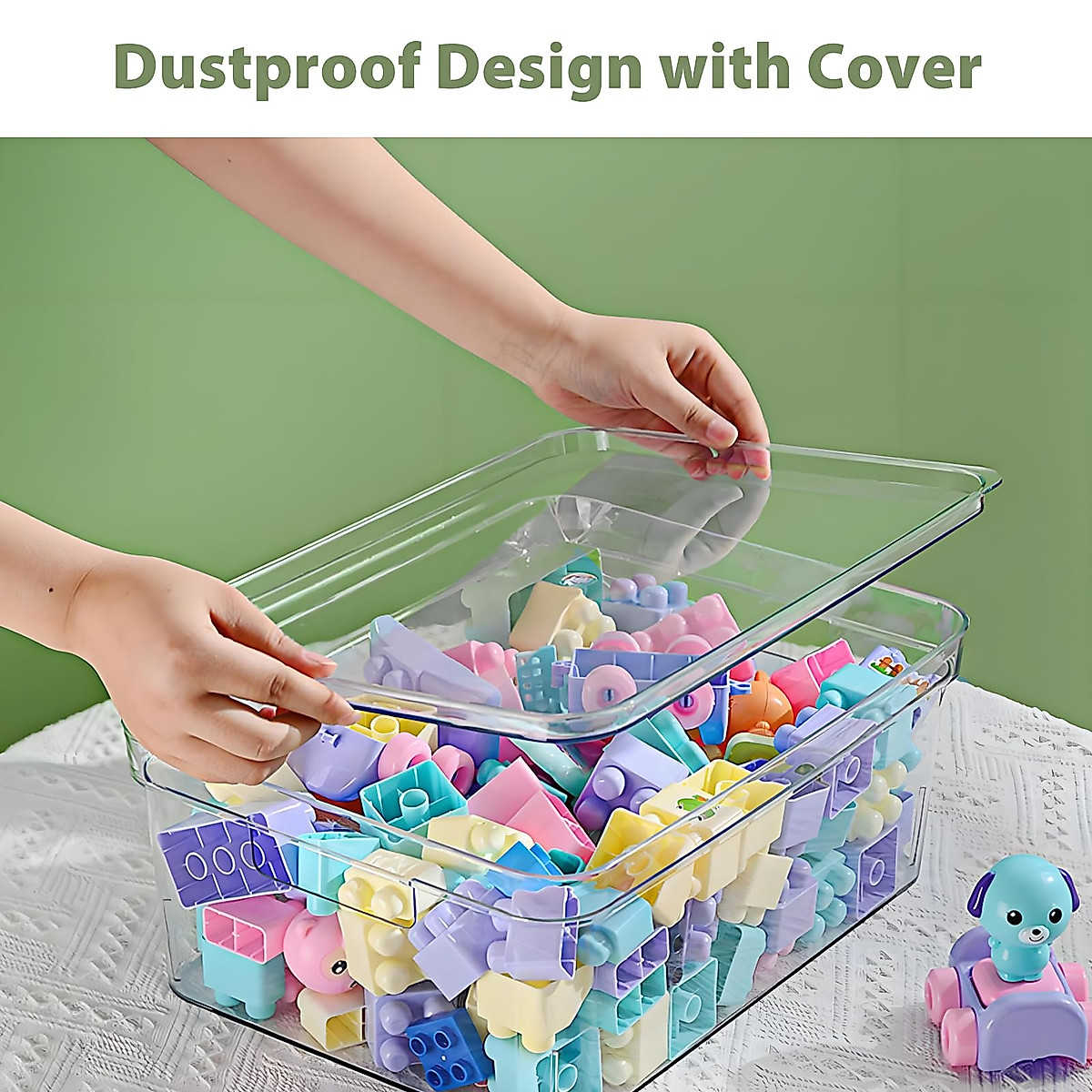 NDETN Clear Toy Storage Bins, Small Storage Containers with Lids, Small Plastic Storage Bins, Toy Organizers and Storage Bin, Clear Containers for Organizing (2 Pack)