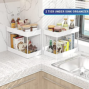 Ronlap Slim Storage Cart, 4 Tier Utility Rolling Cart with Wheels Mobile Slide Out Storage Organizer Cart with Handle Hanging Cups Dividers for Bathroom Laundry Room Kitchen Office Narrow Place, White