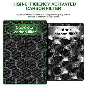 2 Pack Vital 100 True HEPA Replacement Filter Compatible with LEVOIT Vital 100 Air Purifier, 3-in-1 H13 Ture HEPA and High-Efficiency Activated Carbon Filters, Replace Part # Vital 100-RF