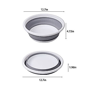 Collapsible Portable Wash Basin Dishpan 5L Kitchen Dish Pans Washing Basin Foldable Wash Dish Tub for Camping Supplies, Marine, Camper Accessories for Travel Trailers (Gray)