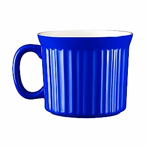 CorningWare Meal Mug with Vented Lid for Steam, 20-Oz Stoneware Soup Mug, BPA-Free Lid, Microwave, Freezer, and Dishwasher Safe, Blueberry