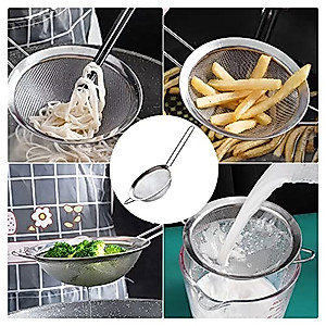 BLMHTWO 2 Pack Fine Mesh Strainer Stainless Steel Small Sieve (3.15inch) with Handle Widened Edge Kitchen Colander Infuser for Loose Tea Coffee Juice Flour Spices Baking Tea Strainer