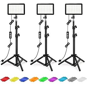 Photography Lighting Kit Dimmable 5600K USB Led Video Studio Streaming Lights with Adjustable Tripod Stand and Color Filters for Table Top/ Photo Video Shooting