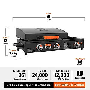 22 inch Blackstone Griddle with Hood and Side Burner, Tabletop Flat Top Grill Propane Portable Gas Grill for Outdoor BBQ Grill with Blackstone Accessories, Seasoning, and Gloves & Cloth