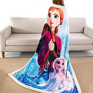 Kids Sherpa Flannel Throw Blanket 50" x 60 inches, Super Soft Cozy Plush Blanket for Indoor and Outdoor Use (Frozen-3, Throw(50'' × 60''))