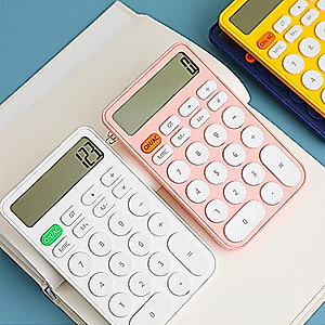 Standard Calculator 12 Digit,Desktop Large Display and Buttons,Calculator with Large LCD Display for Office,School, Home & Business Use,Automatic Sleep,with Battery (Pink and White)