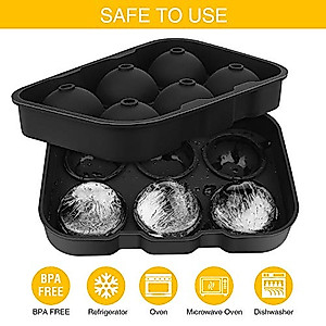 Rechishre Ice Cube Trays Silicone, Sphere Ice Ball Maker with Lid for Whiskey and Cocktails & Bourbon, Reusable and BPA Free 1 Pack