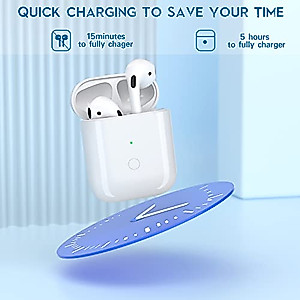 Wireless Charging Case for Airpod 1/2, Charger Case Replacement with Sync Button and Built-in 450 mAH Battery, No Earbuds Include (White)
