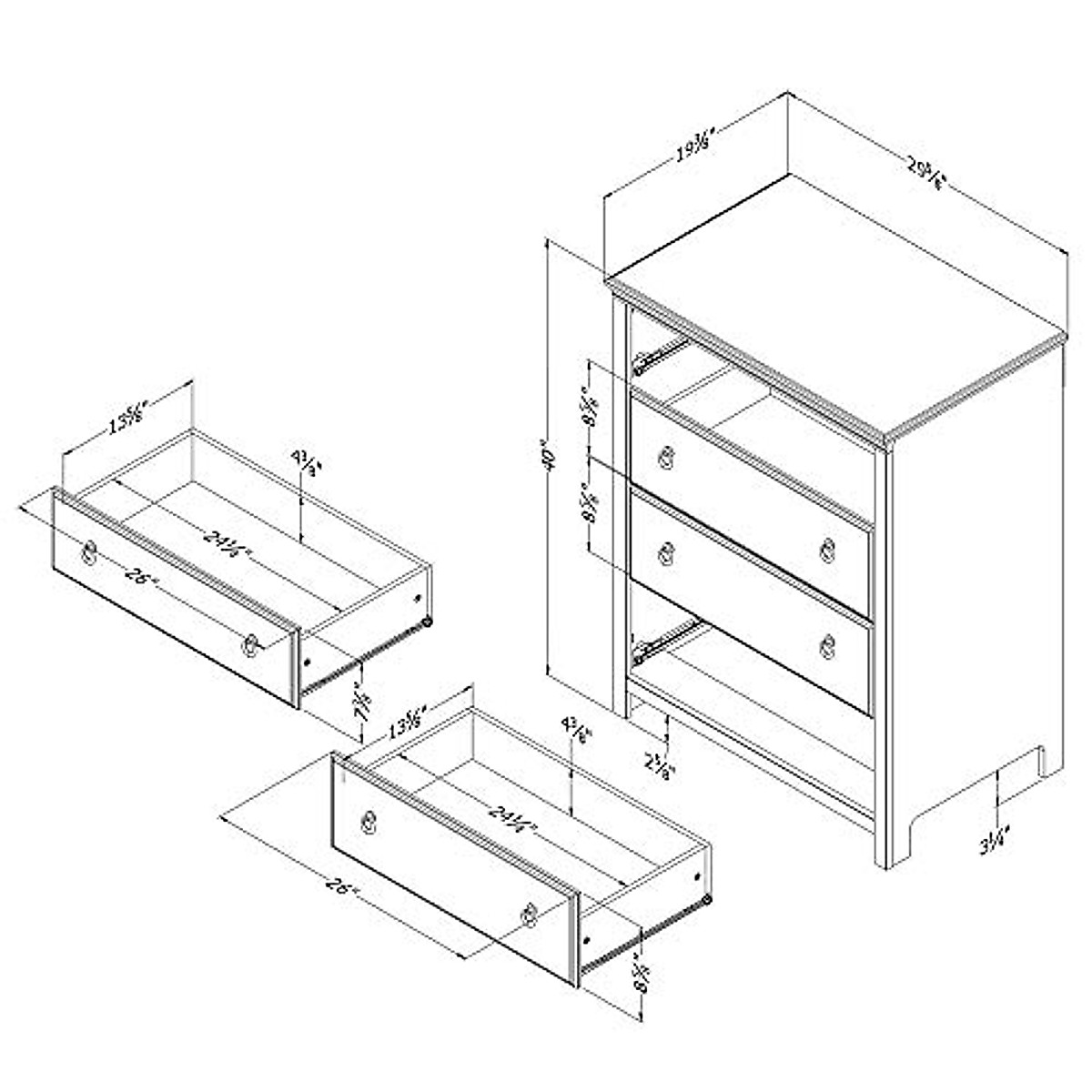 South Shore Cotton Candy 4-Drawer Chest-Pure White and Rustic Oak