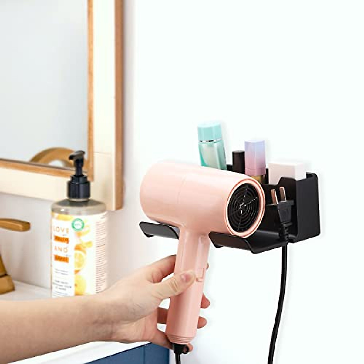 Tecbeauty Hair Dryer Holder Wall Mounted, Hair Tool Organizer, Blow Dryer Holder for Dyson Supersonic Hair Dryer, Bathroom Hair Care Accessories Storage Rack with 3 compartments