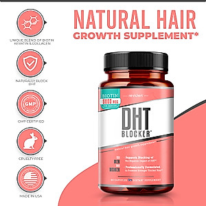DHT Blocker for Hair Growth with Saw Palmetto Biotin Keratin Collagen for Hair Skin and Nails Vitamins for Women Hair Regrowth for Men Hair Growth Supplement Hair Loss Treatment for Men & Women