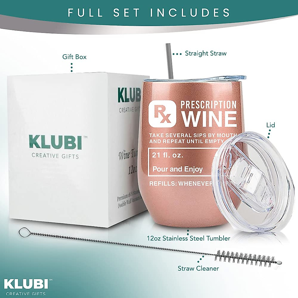 KLUBI Nurse Gifts for Women - Tumbler for Wine/Coffee 12oz - Funny Gift Idea for Medical, Nurse Practitioner, Pharmacy, Women, School, Pharmacist, RX, Assistant, Glass, Graduate, Bulk,