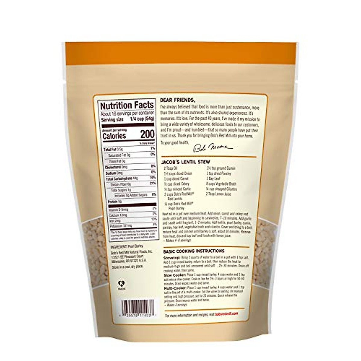 Bob's Red Mill Pearl Barley, 30-ounce (Pack of 4)