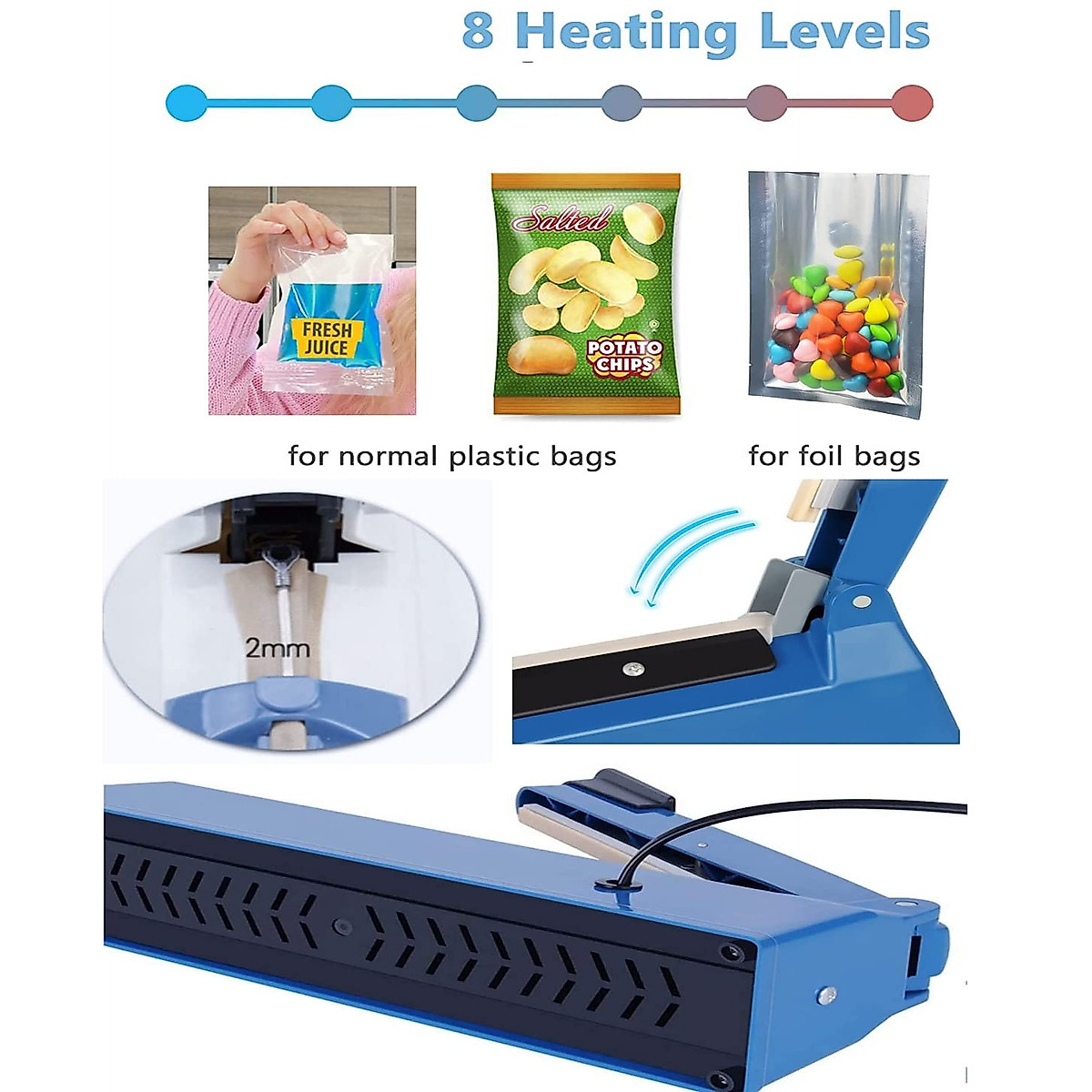 Impulse Heat Sealer Poly Bag Heat Sealer Sealing Machine Heat Seal Closer for Plastic Bags PE PP Bags with Extra Repair Kit (12 inch)