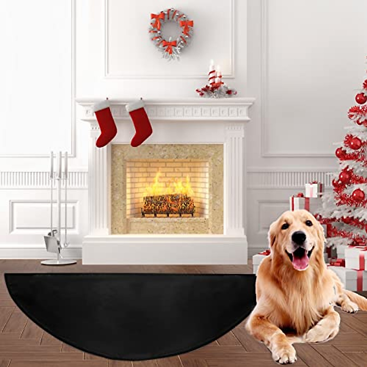 Fireproof Fireplace Mat,47×24Inch Half Round Fireplace Mat Fire Resistant Mat 3-Layer Fiberglass Fireproof Mat Fireplace Rug Hearth Pad with Flame-Retardant Fiberglass for Wood Stove