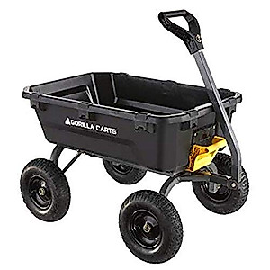 Gorilla Carts 7GCG-NF 7 Cu. Ft. Heavy-Duty Poly Garden Dump Cart with No-Flat Tires, Black (Amazon Exclusive) & Worx WG050 Aerocart 8-in-1 Yard Cart / Wheelbarrow / Dolly