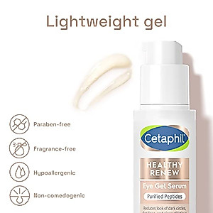 Cetaphil Hydrating Eye Gel Serum, 0.5 Oz - Reduces Dark Circles & Wrinkles, 24Hr Under Eye Cream, Retinol Alternative Peptide for Sensitive Skin