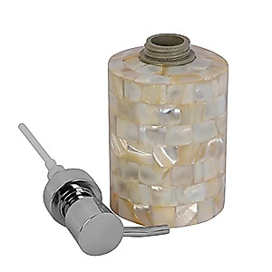 Mother of Pearl Bathroom Accessories Set Farmhouse Bathroom Décor Gift Set for Counter Top Décor, Apartment Essentials Restroom Bathroom Counter Top Accessory Set (Soap Dispenser-Round)