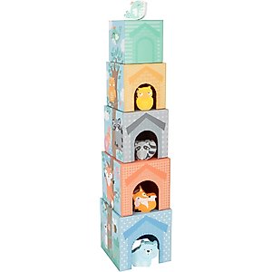 Pastel Animals Stacking Tower by Small Foot – Nesting and Stacking Cups – Building Blocks Develop Fine Motor Skills – Classic 10 Piece Educational Game for Toddlers – Ages 12+ Months