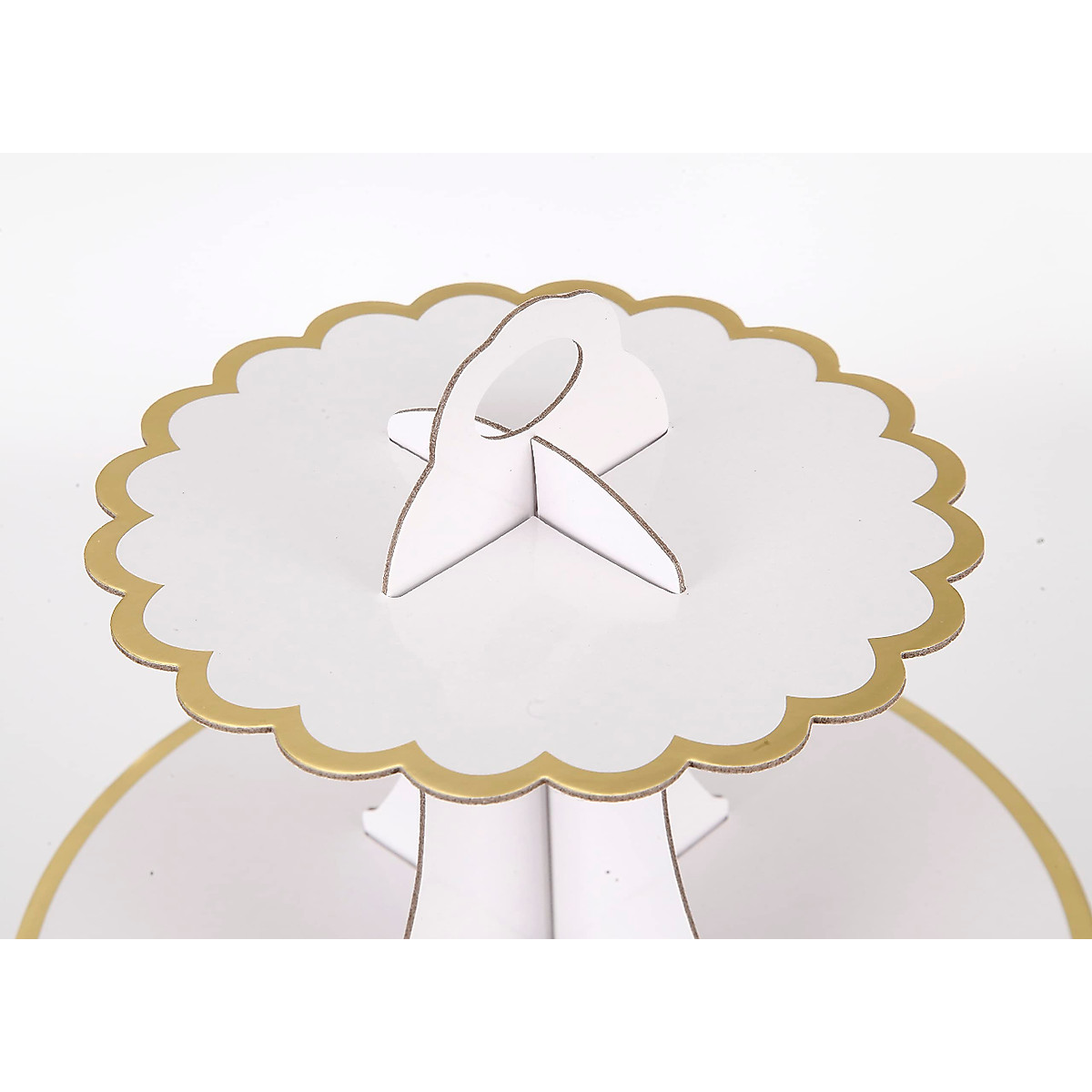 YLDW 3-Tier Cupcake Stand, Lace Trim Cake Stand Holder, Tiered DIY Cupcake Stand Tower for Dessert Table Displays, Birthday Theme Party Favors Decoration, Floral Tea Party, 12" W x 12.8" H, White