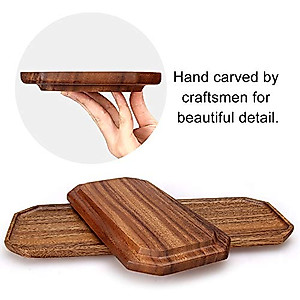 Renawe Set of 2 Wooden Serving Platters Charcuterie Boards Large Acacia Wood Platter 16" & 13" Wood Trays Charcuterie Platter Dish Plate Candle Tray Fruit Cheese Serving Board Food Platters
