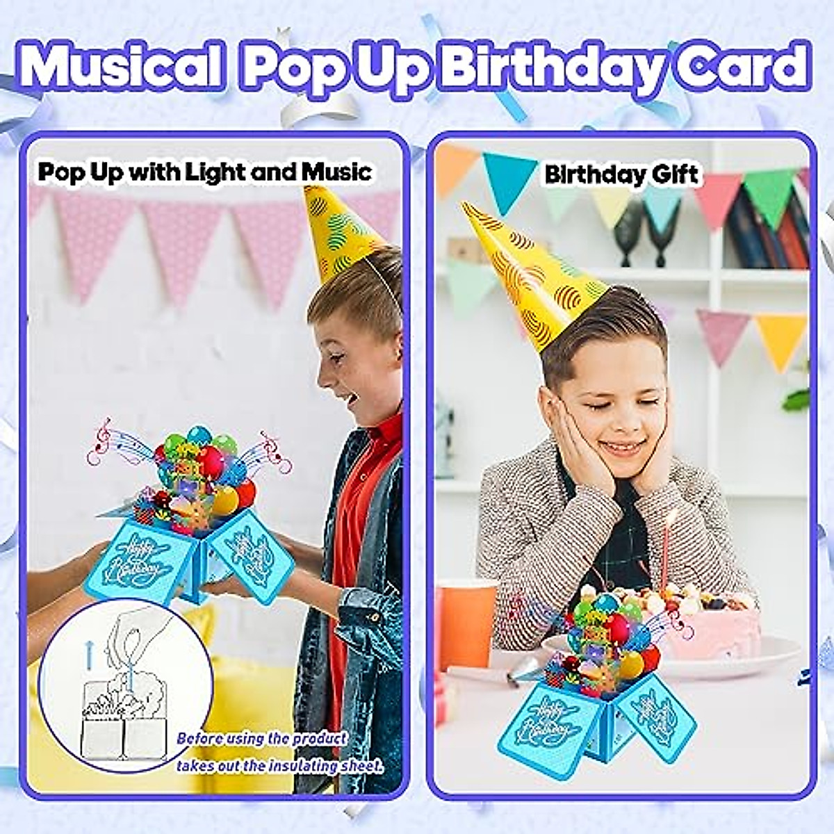 Luerbi Musical Pop Up Birthday Cards, Greeting Popup Cards with Happy Birthday Music for Girls Boys Women Men Husband Wife Mom Dad Daughters
