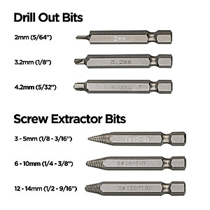 KAIFNT K457 Damaged/Stripped Screw Extractor Bit Kit, Screw Remover Set, Quick-Change 1/4-Inch Hex Shank, 6-Piece