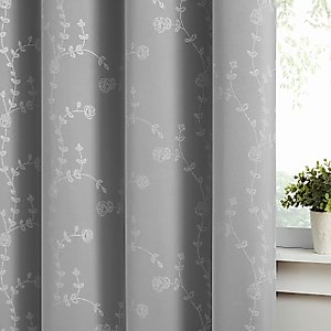 Fragrantex Grey Rose Blackout Curtains Set 84 Inch Length for Bedroom 2 Panels, Thermal Insulated Floral Print Patterned Decorative Room Darkening Living Room Drapes Grommet Top, 52" x 84"