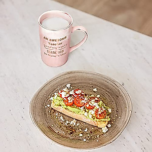 Teacher Coffee Mug, Teacher Gifts for Women, An Awesome Teacher is Not Easy to Find, Thank You, Teacher Appreciation Day, Teacher Mugs for Women Marble Mug with Box Spoon Coaster 14Oz Pink