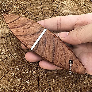 HUAAO 4.6'' Mini Knife, Pocket Knife with 440C Blade Wood Handle, Small Knife Fixed Blade Knife with Sheath for EDC Opening Package Collection Gift