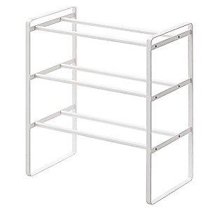 Yamazaki 7555 Extendable Shoe Rack, Frame, 3 Tiers, White