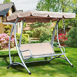 ANGGREK 3 seat Swing Canopy Replacement top Porch Swings Outdoor Three for Seater Cover 2 ox Cloth Person Patio Chair 4x6 74 12 Width 76inx45in aosom Canopies Two to Frame Parts (Beige)