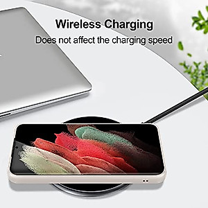 GiiYoon Silicone Case Compatible with Samsung Galaxy S21 Ultra 5G, Full Body Silky Soft Touch Phone Case with Camera Protection, Shockproof Cover with Microfiber Lining, Off White