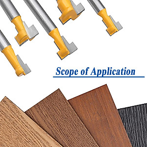 Mesee 5 Pieces T-Slot Router Bit Set, 1/4 Inch Shank T Slotting Keyhole Router Bits Woodworking T-Track Grooving Milling Cutter Tool for 5/16", 3/8", 1/2", 7/16", 5/8" Hex Bolts