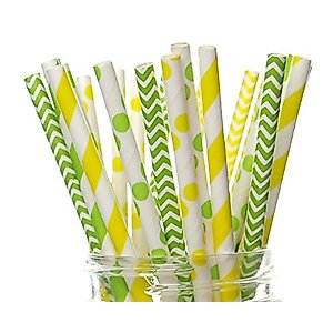 Tractor Party Supplies, Farm Tractor Straws (25 Pack) - Tractor Farm Birthday Party Supplies, Yellow & Green Tractor Boys Birthday Party Decorations